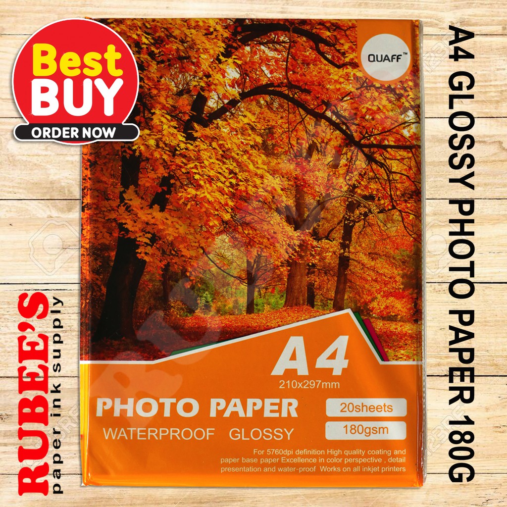 Quaff Photo Paper 180gsm glossy A4 size | Shopee Philippines