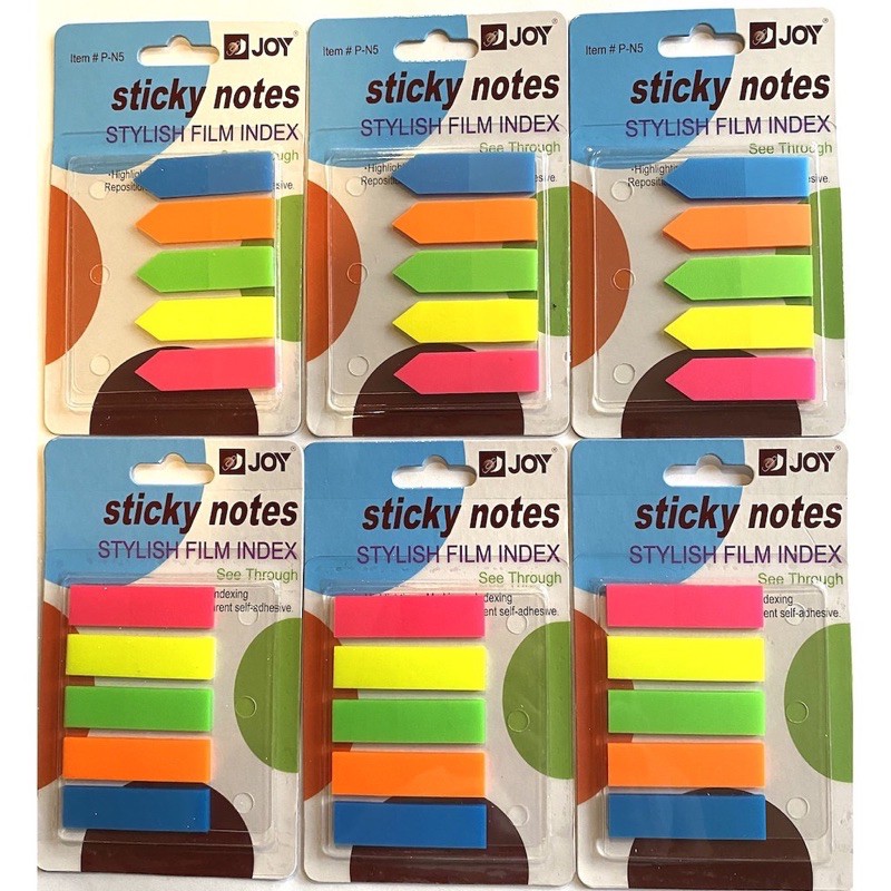 Joy Sticky Notes Stylish Film Index See Through 125 Sheets 5 Assorted ...
