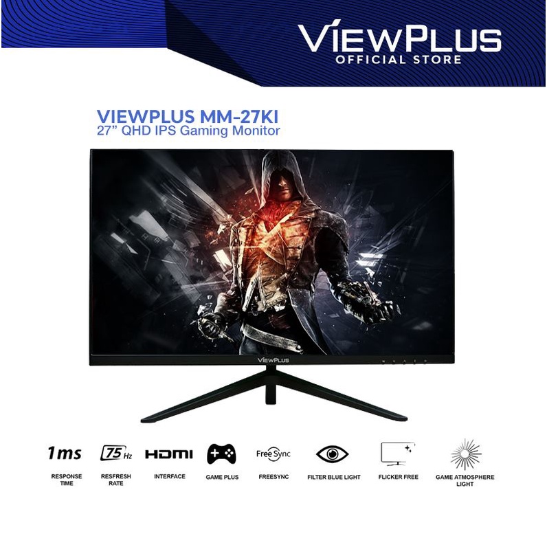 Viewplus 27 Inch QHD IPS Gaming Monitor MM-27KI, 75Hz, DP/HDMI, 1ms ...
