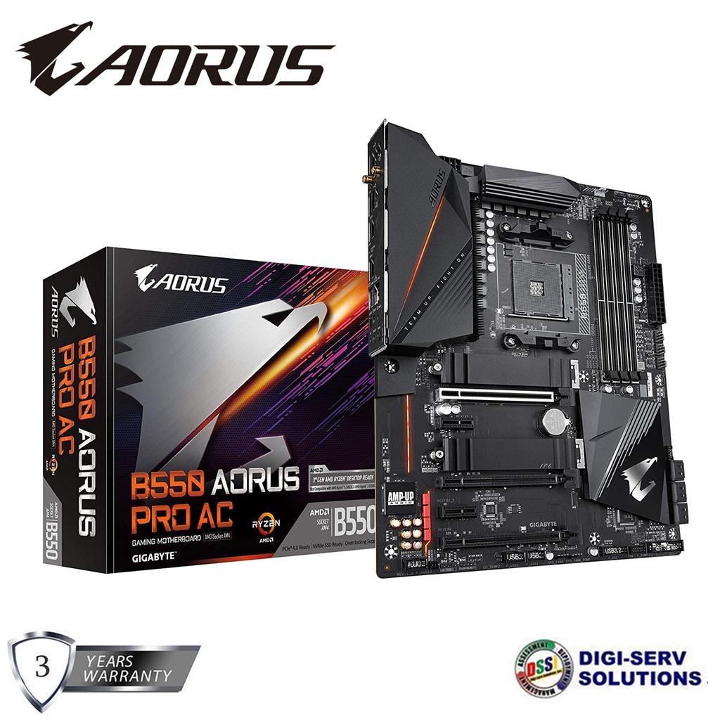 Gigabyte B550 AORUS PRO AC AMD B550 Chipset ATX Gaming Motherboard with ...