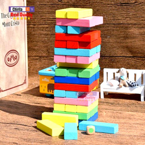 Large TYPE Colored Wooden Drawing Toy Set 48 Wooden Sticks 1 Dice ...