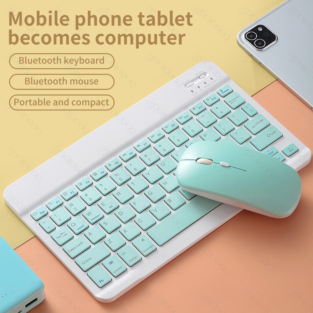 Goojodoq Wireless Bluetooth Keyboard And Mouse Set For Android Phone Laptop Tablet Small Mini