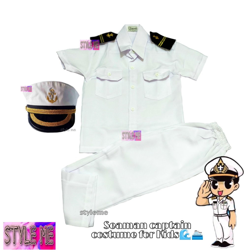 SEAMAN CAPTAIN SAILOR SHORT SLEEVE TYPE UNIFORM OCCUPATION COSTUME FOR ...