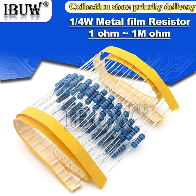 100pcs 1/4W Metal film resistor 2.2K~240K 2.2K 4.7K 10K 47K 100K 200K ...