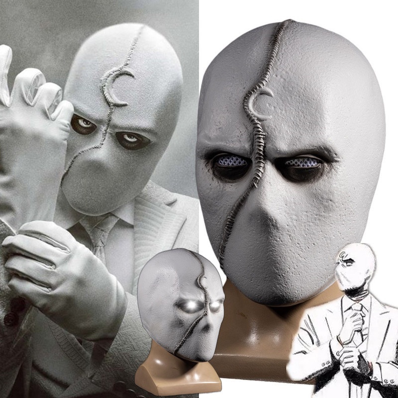 Moon Knight Cosplay Mask Anime Superhero Costume Latex Helmet Headwear ...