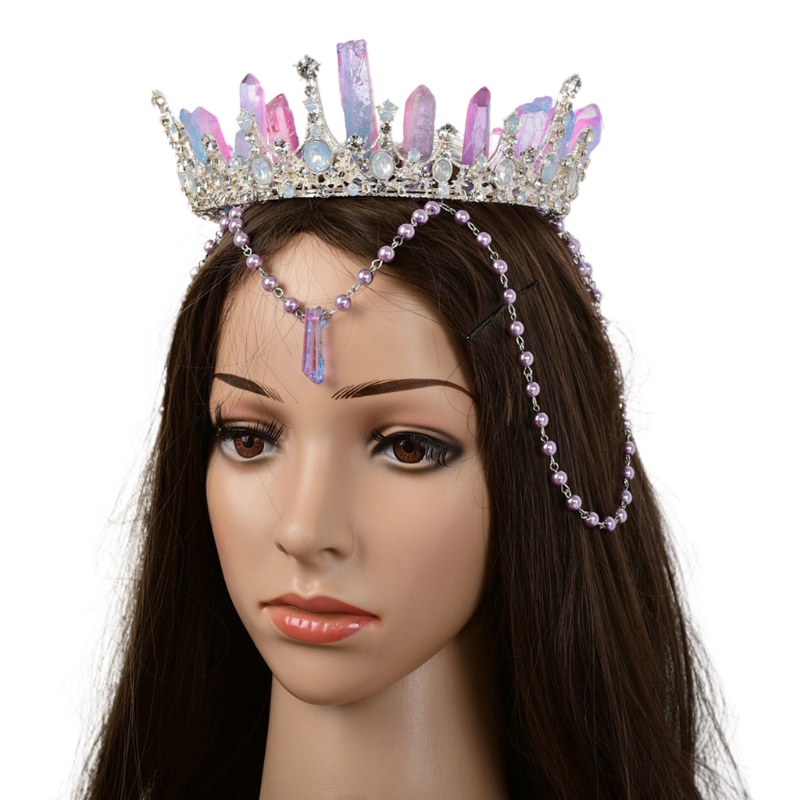 10MK Raw Crystal Crown Quartz Purple Tiaras Vintage Princess Tiara for ...