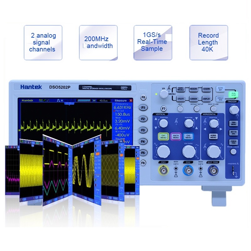 Hantek DSO5202P Digital Storage Oscilloscope 70-200MHz 2 Channels 1GSa ...