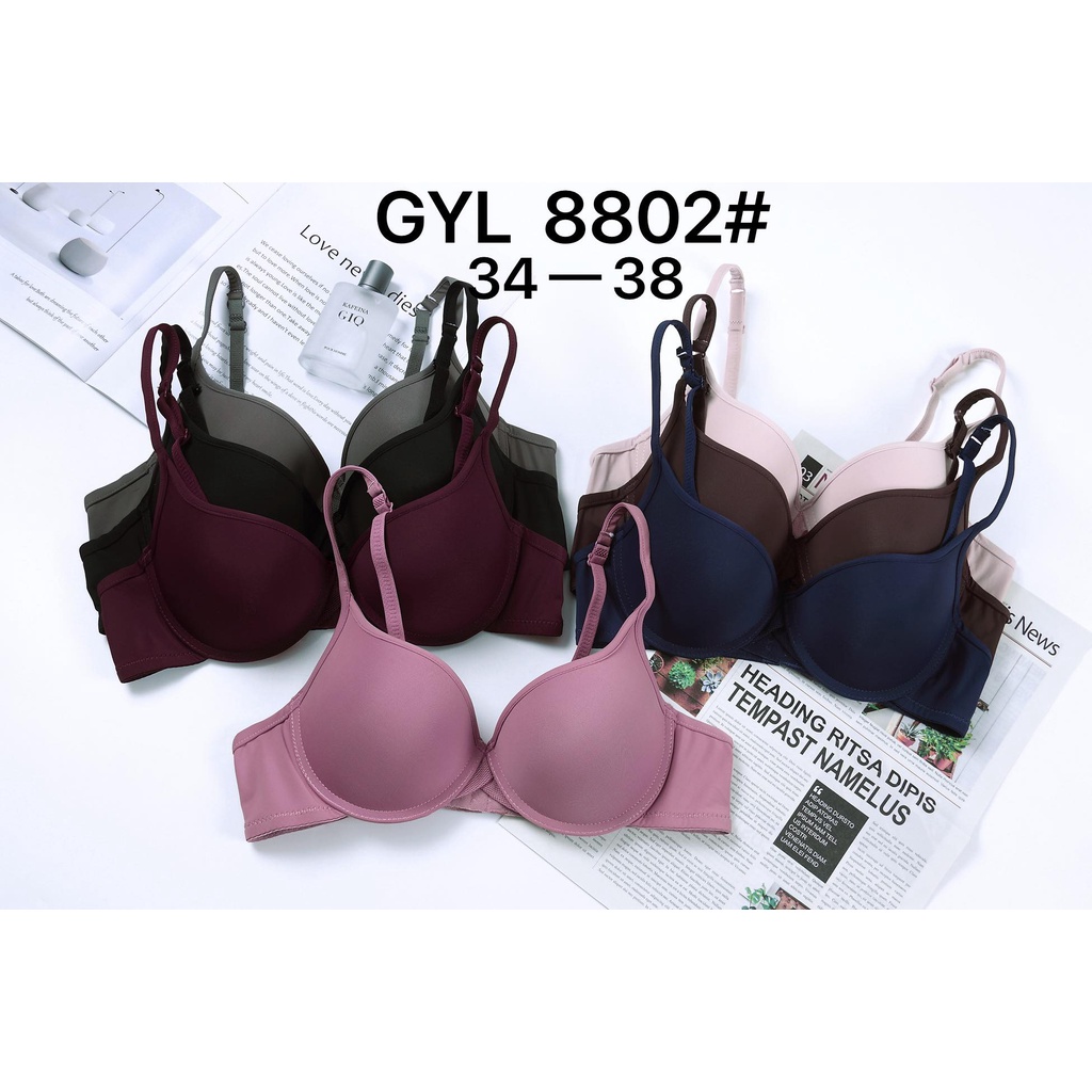 New Women's Plain Seamless Push Up Bra Underwire Bra #8802 | Shopee ...