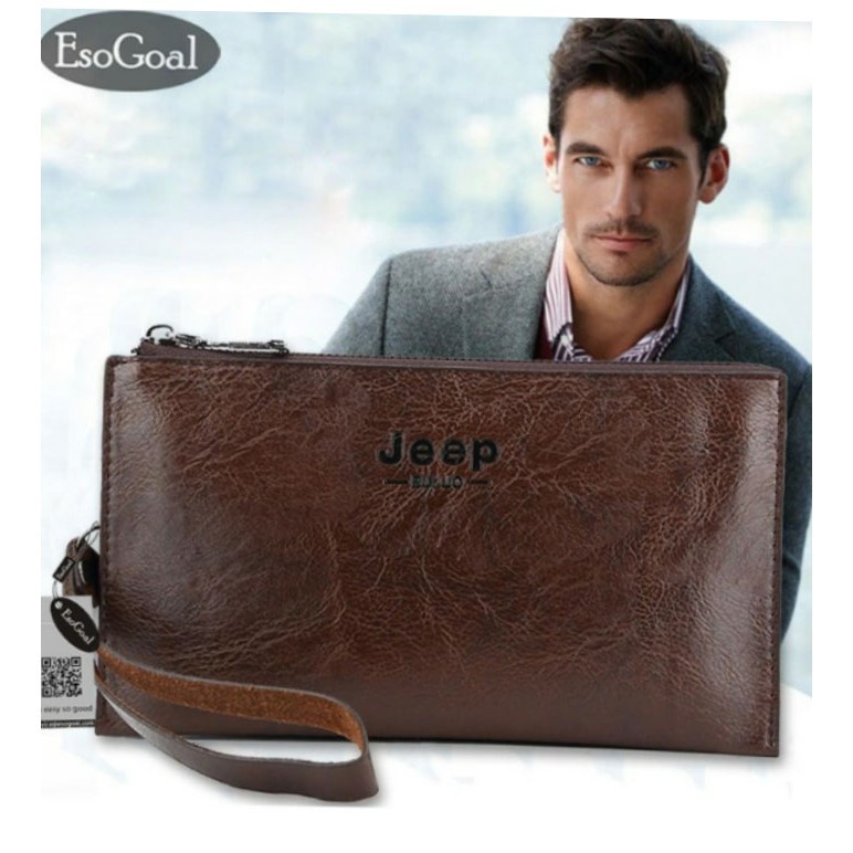 Jeep luxury leather leather business Long Wallet for Men Wallet ...