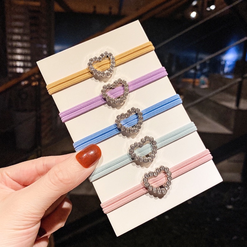 NECK Peach Heart Hair Rope Simple Love Head Rope Ins Bow Girls Rubber ...