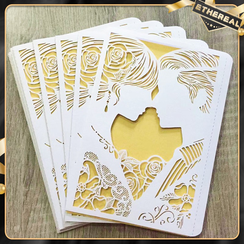 10pcs Vertical Laser Cut Invitations Cards Kits for Wedding Wedding ...