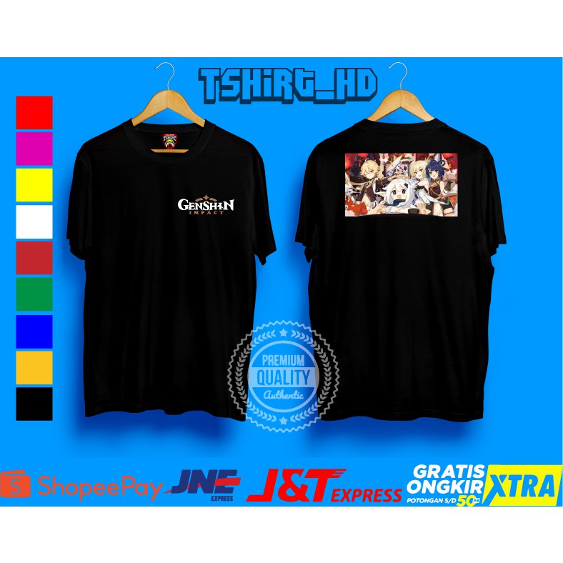 Ge T-shirt (genshin impact) Paimon Muhoyo Full Color Front Back 100% ...
