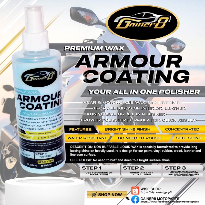 Gainer8 Armour Coating (free foam and microfiber) | Shopee Philippines