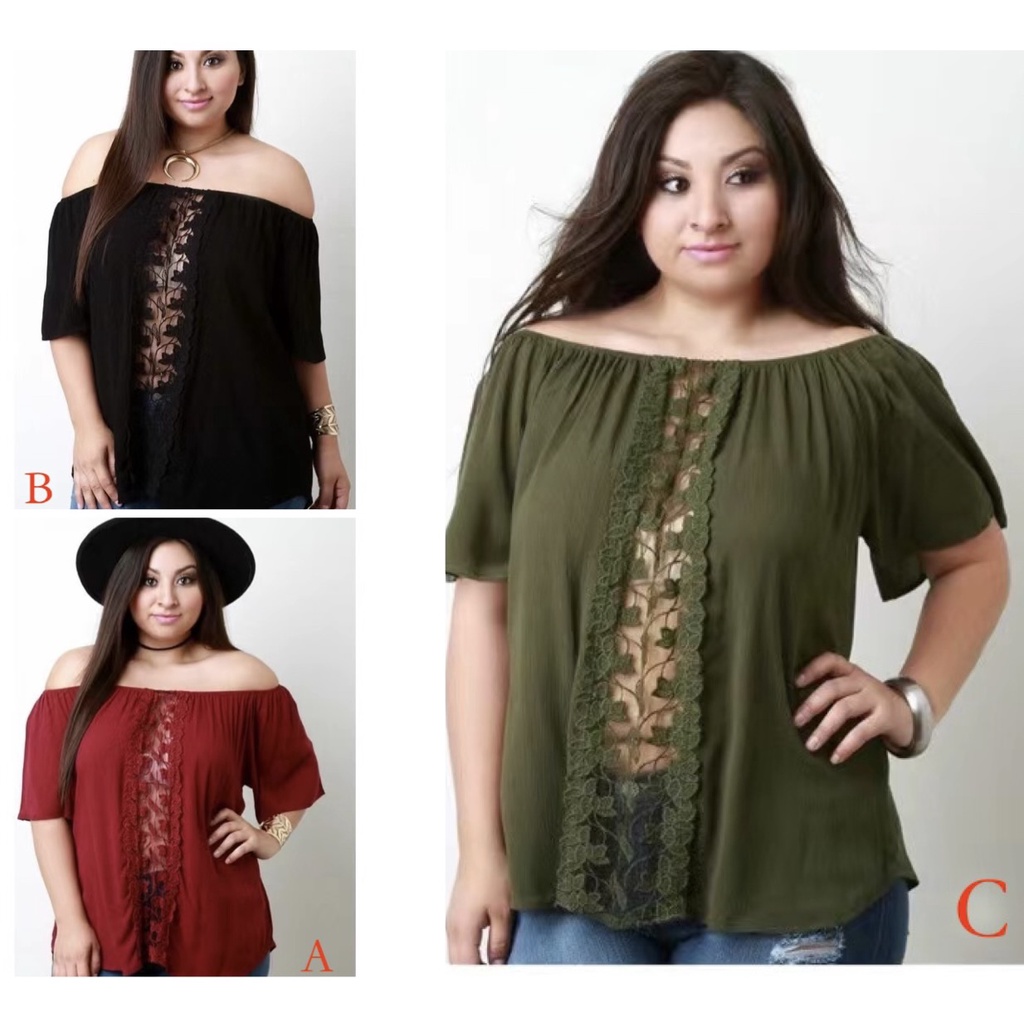 Summer off shoulder plus size tops for women ( FIT TO XL ) | Shopee ...