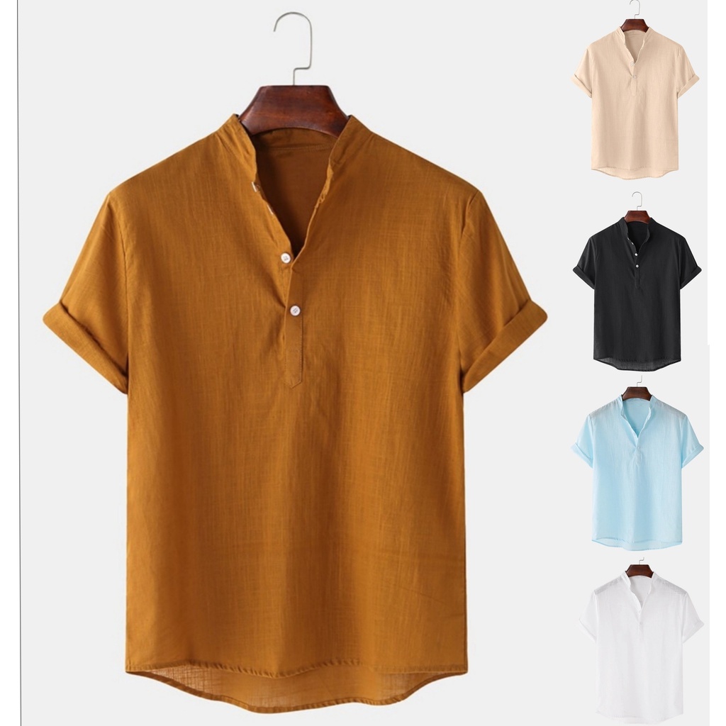 JL CLASSIC Classic Chinese Collar Polo for Men Half-Body Botton Premium ...