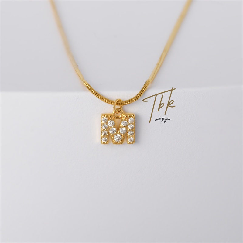 TBK Iced Initial Choker 18K Gold Letter A-Z Pendant Necklace Accessories 38n | Shopee Philippines