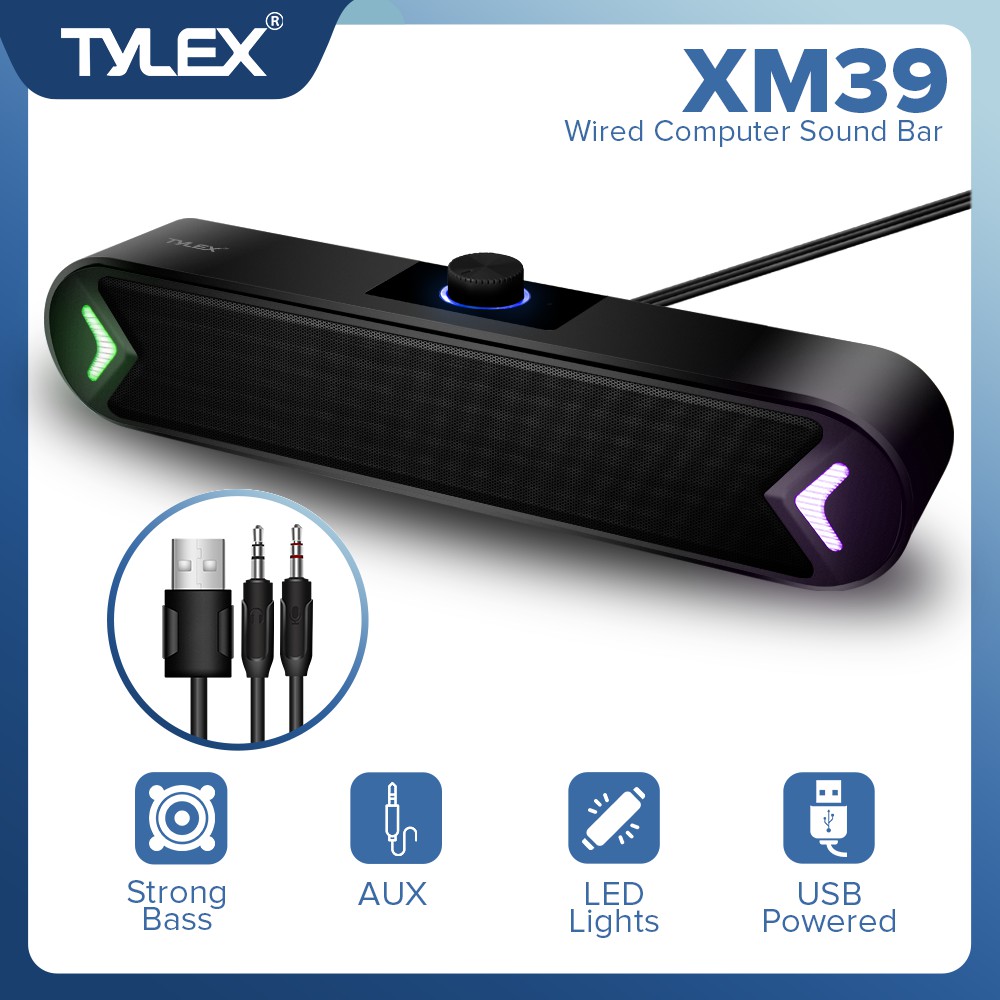 Tylex XM39 LED Soundbar Speaker with Built-In Mic Interface /3.5mm ...