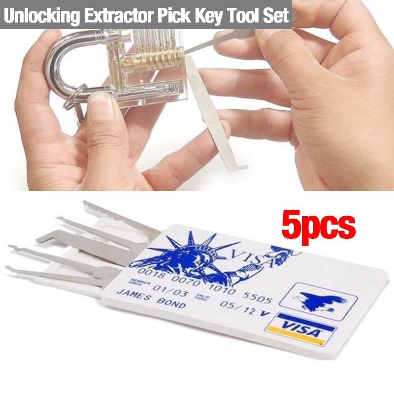 New5pcs Padlock Practice No Lock Unlocking Extractor Pick Key Tool Set ...