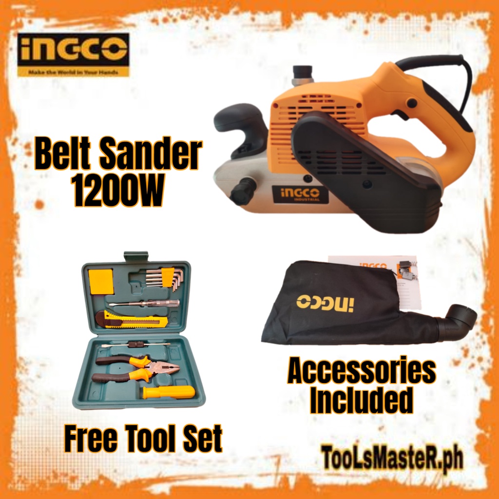 INGCO Belt Sander 1200W (PBS12001) with free toolset | Shopee Philippines