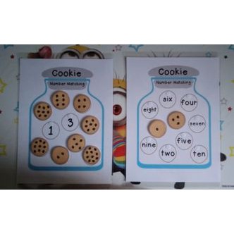 Laminated Flashcards Cookies Number Matching with velcro dots 1-10 ...