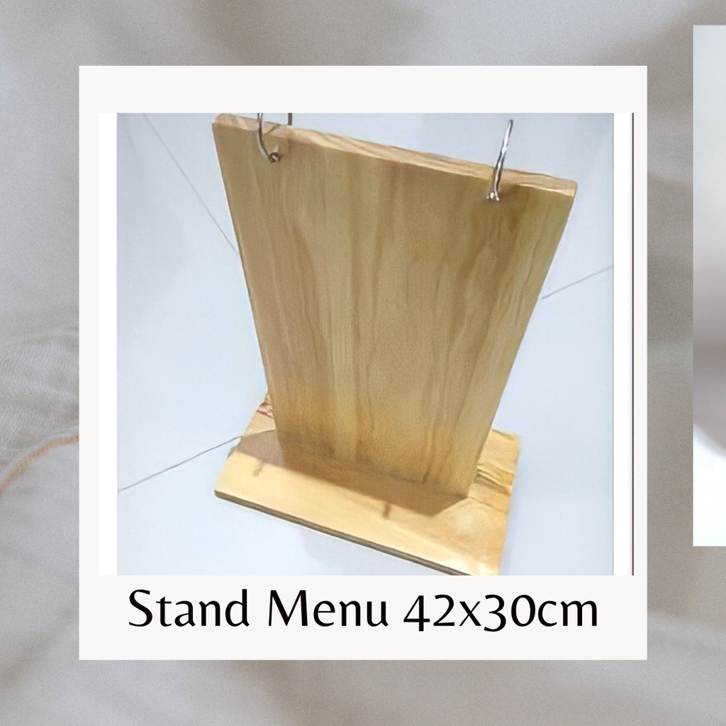 KAYU Wooden Menu Booth A3 Menu Standing 42 x 30 cm Solid Wooden Display ...