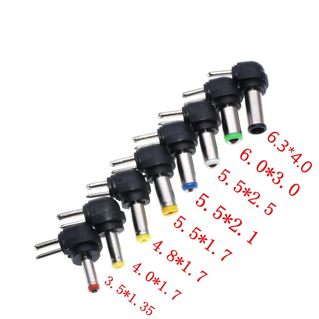 8pcs/ set Universal laptop DC tip Adapter 90degree 2pin to 4.01mm / 3. ...