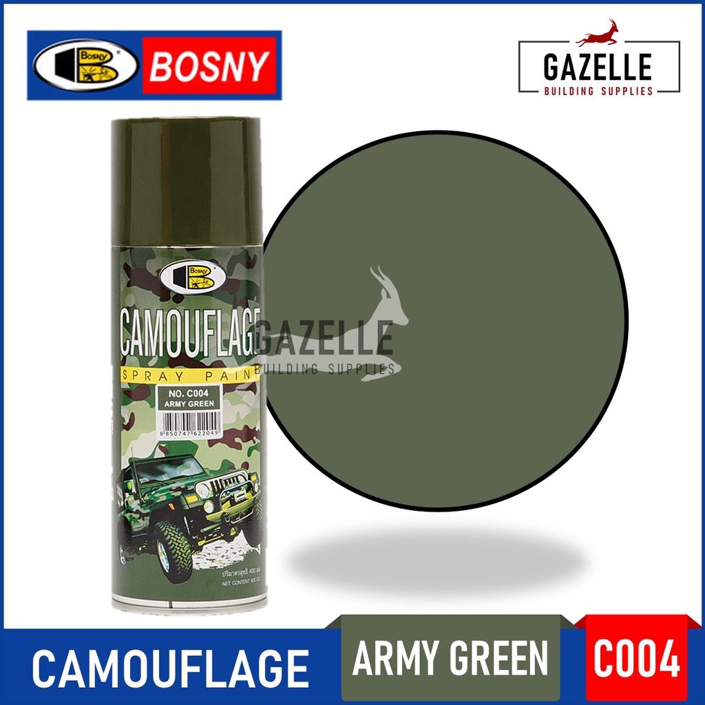 Bosny Camouflage Spray Paint - 6 Colors ( Gray, Khaki, Forest, Army ...