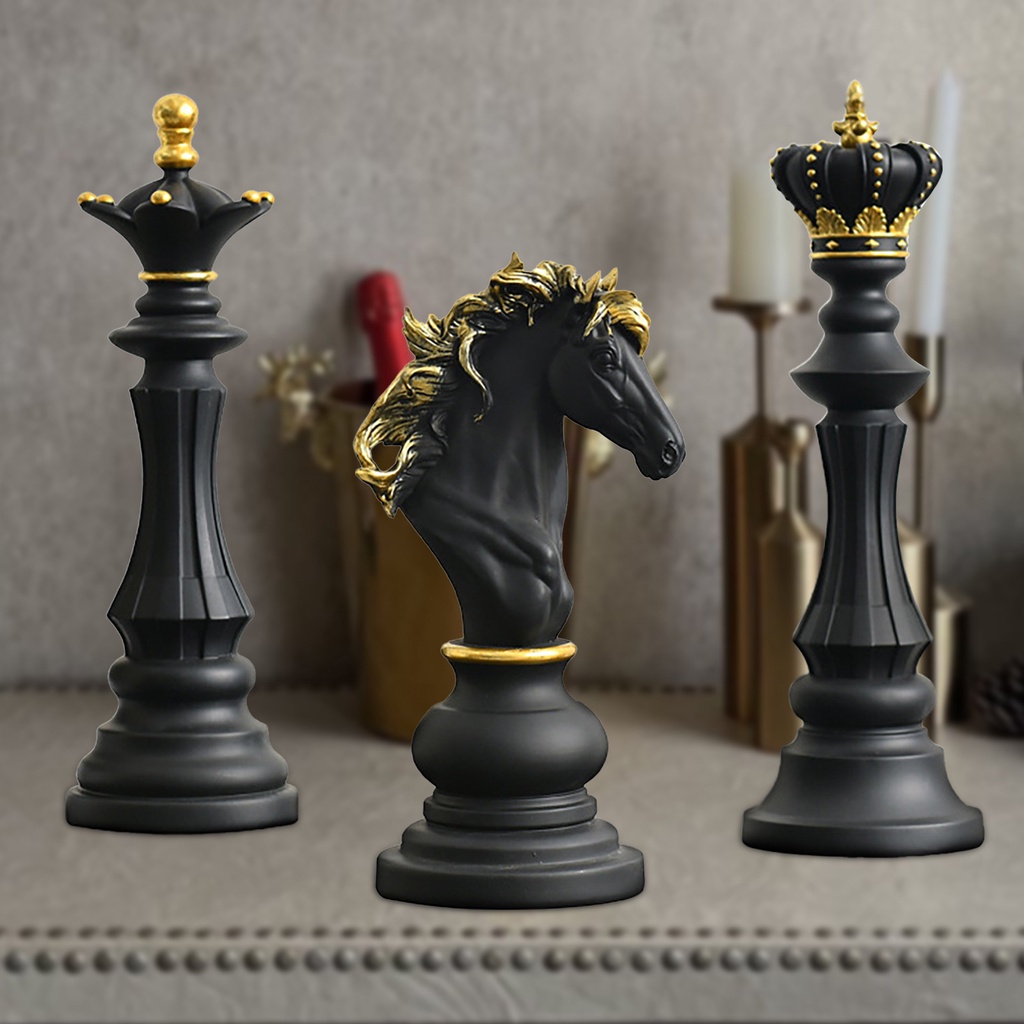 Home Decor International Chess Resin Ornaments Statue Sculpture Black ...