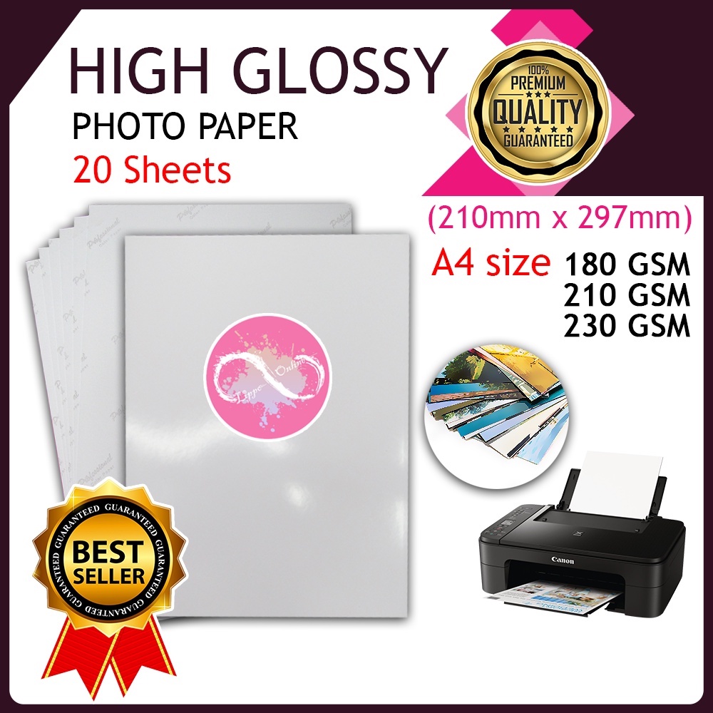 A4 180gsm 210gsm 230gsm Photo Paper Glossy Printer Photographic Paper ...