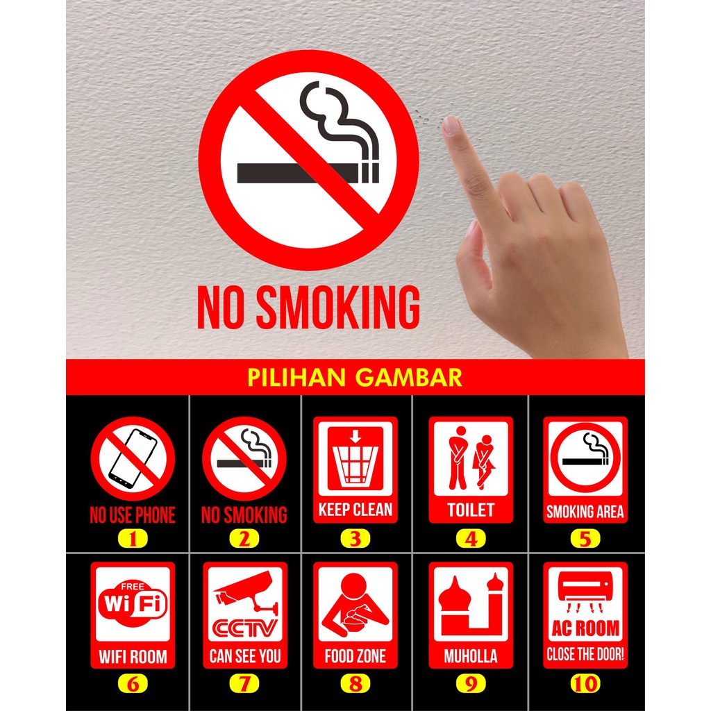 Wall STICKER GLASS STICKER ROOM SIGN NO SMOKING AC WIFI TOILET CCTV ...