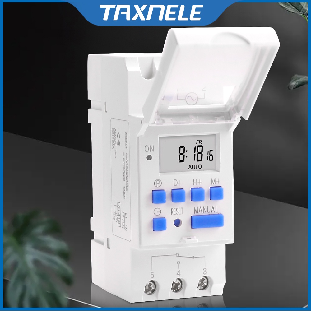 TAXNELE thc15a 7 Days Programmable Digital Timer Switch Relay Control 220V 16A Electronic Weekly ...