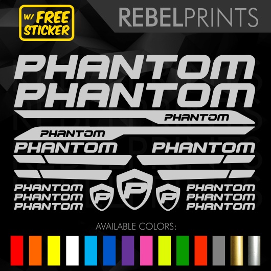 PHANTOM Bike Frame Vinyl Sticker Decal for Mountain Bike and Road Bike ...