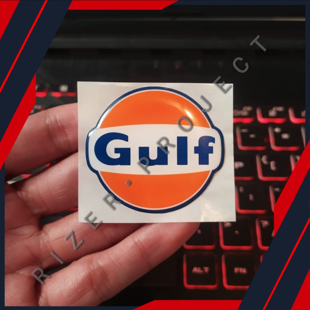 4.2x4.6cm Orange Vinyl Resin Bending Embossed Gulf Logo 3D Design ...
