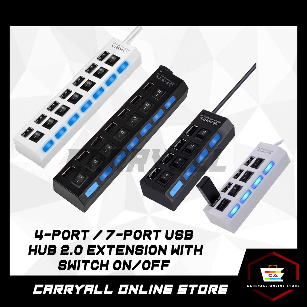 4-Ports / 7-Ports USB HUB USB 2.0 HUB High Speed Splitter With On / Off ...
