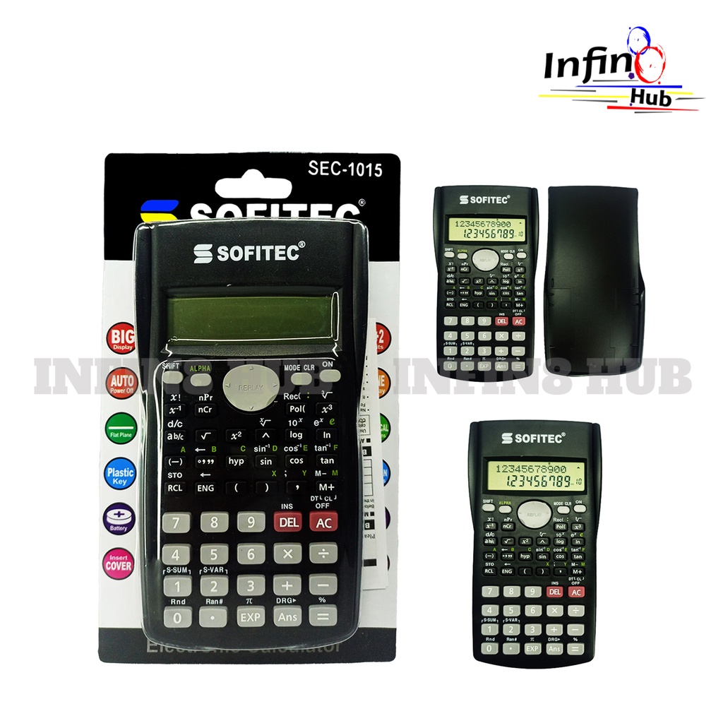 Sofitec SEC-1015 Black Scientific Calculator w/ Sliding Cover ...