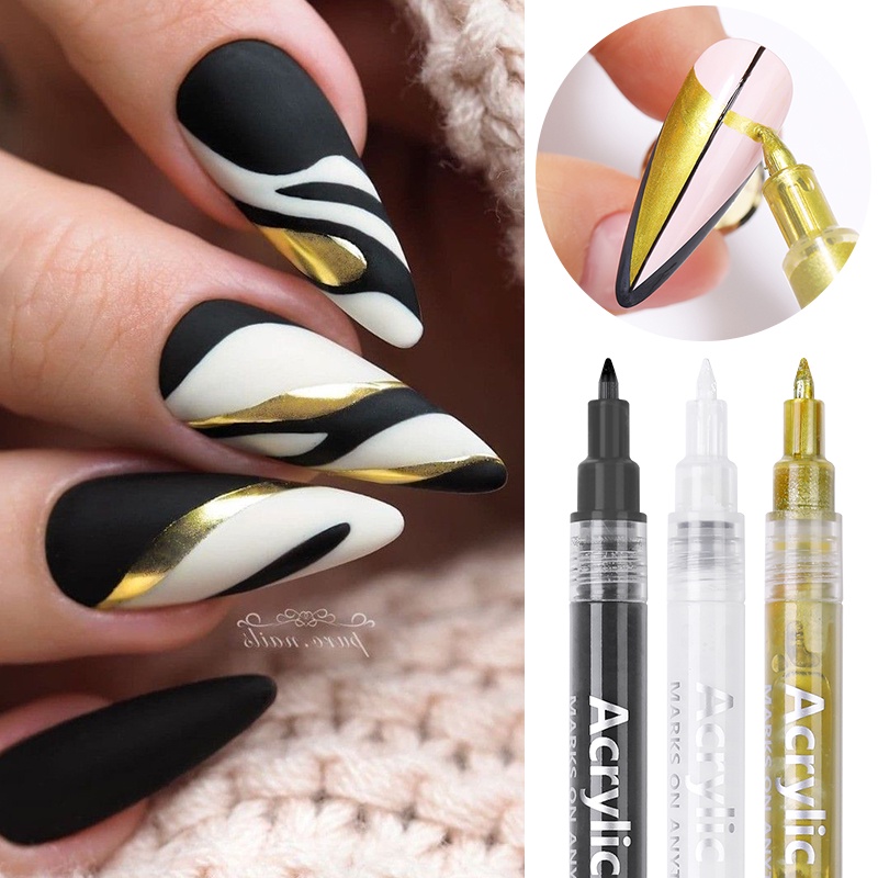 Born Pretty Black Nail Art Graffiti Pen For 3D Diy Polish Paint Liner ...