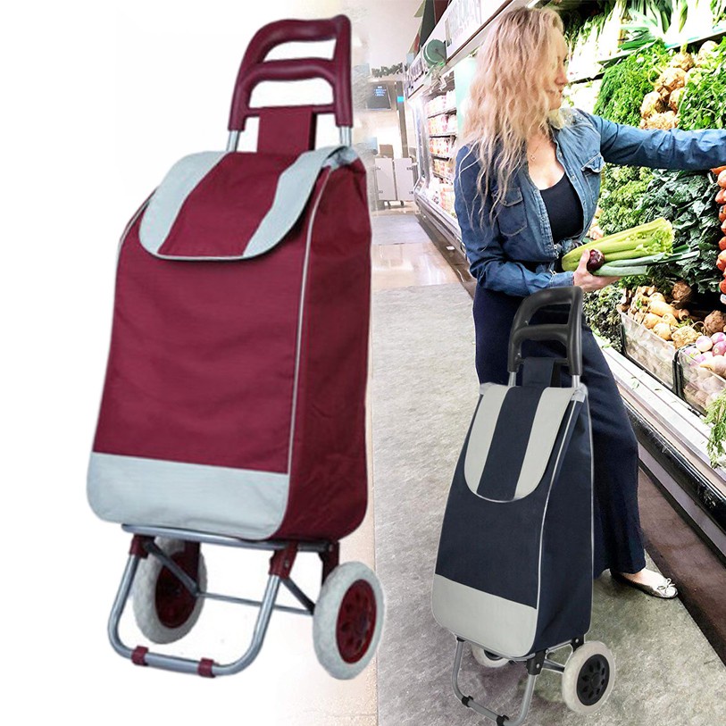 Grocery Collapsible Shopping Cart Apartment Folding Trolley Bag ...