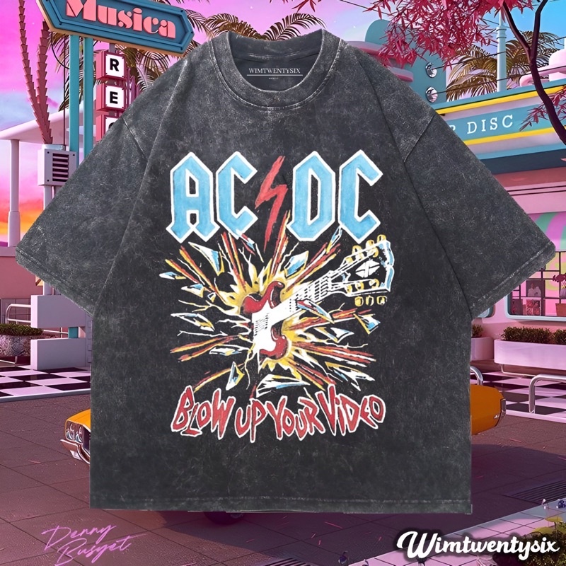 Acdc BAND T-SHIRT LIVE WIRE WASHING VINTAGE TEE WASHED T-SHIRT ...