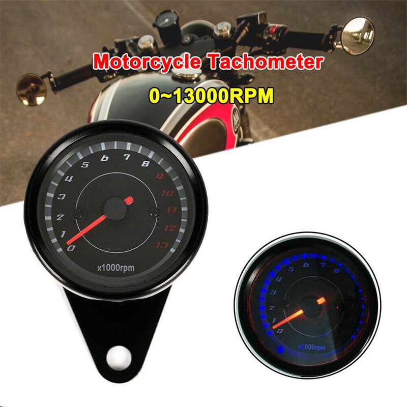 MOTORCYCLE RPM METER 12V TACHOMETER METER LED BACKLIGHT 13K RPM SHIFT ...