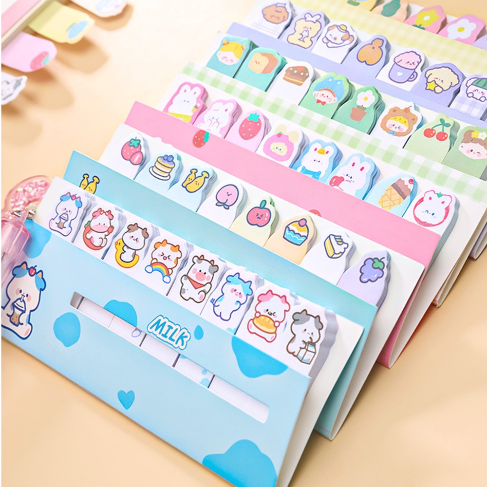 Cartoon Animal Row Station Post It Notes Cute Girl Heart Index Sticky ...