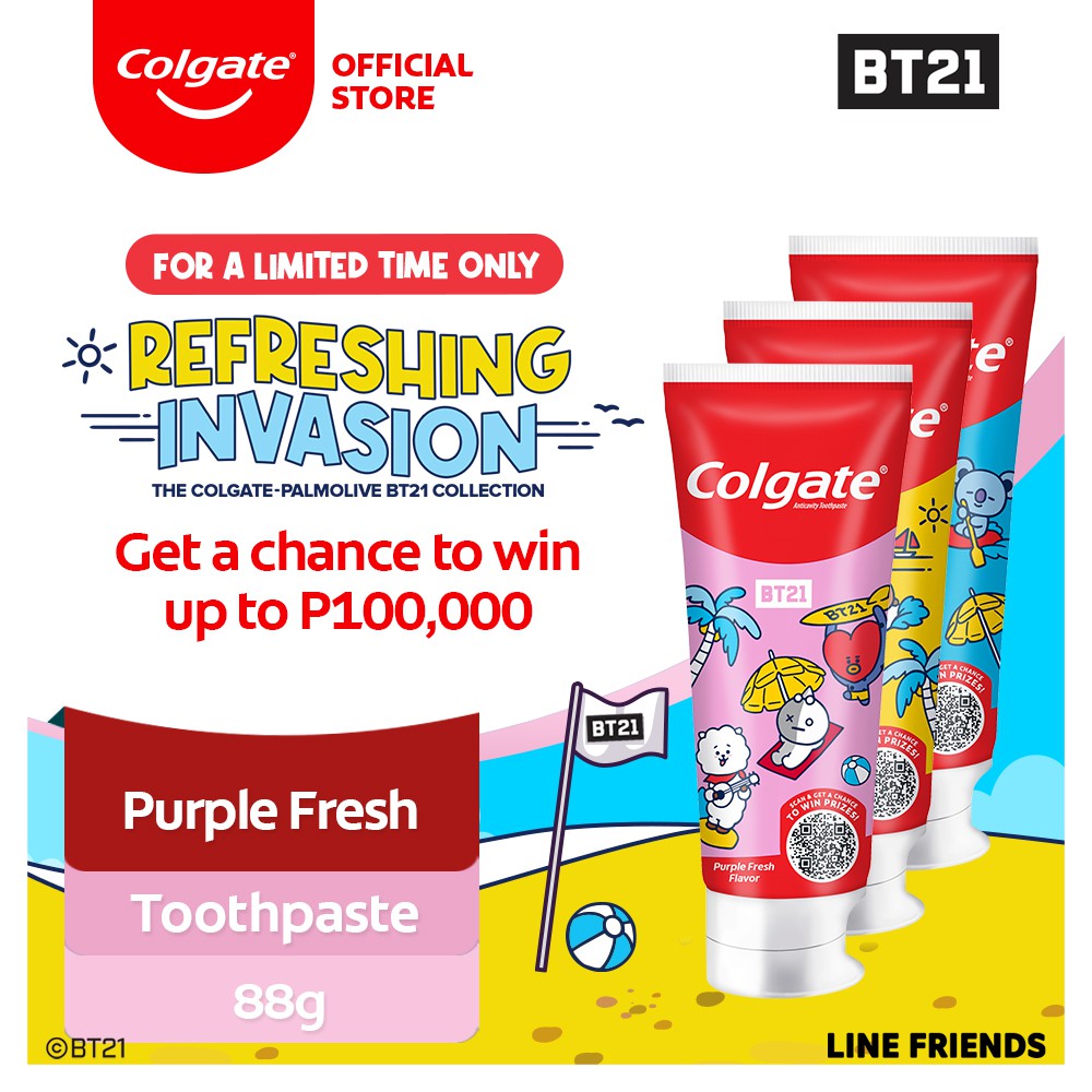 Colgate BT21 Toothpaste Purple Fresh 88g | Shopee Philippines