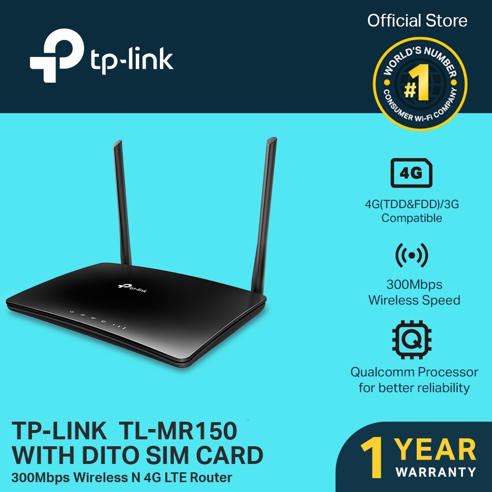 TP-Link TL-MR150 300Mbps Wireless N 4G LTE Modem Wifi Router with FREE ...