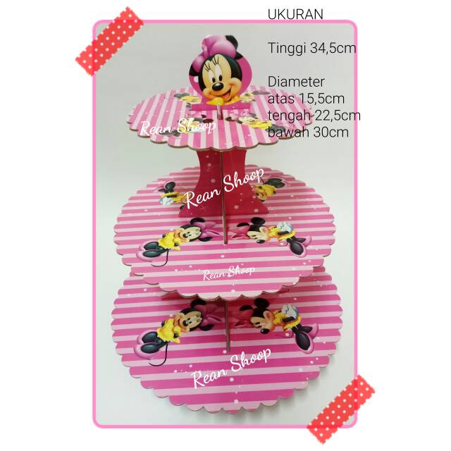 Cake cupcake muffin chocolate stand 3 tier mini character minie minnie ...