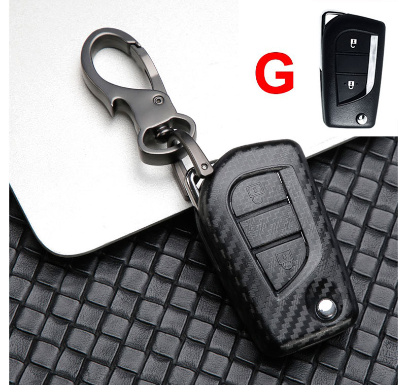 Carbon Fiber ABS Matte Car Key Case Cover for Toyota Hilux Conquest ...