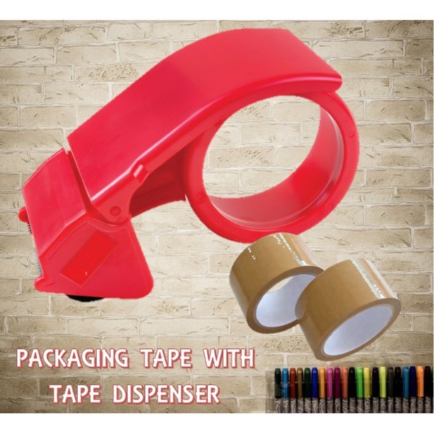 2 ROLLS Packaging Tape and Dispenser Set (RED) BEST PRICE | Shopee ...