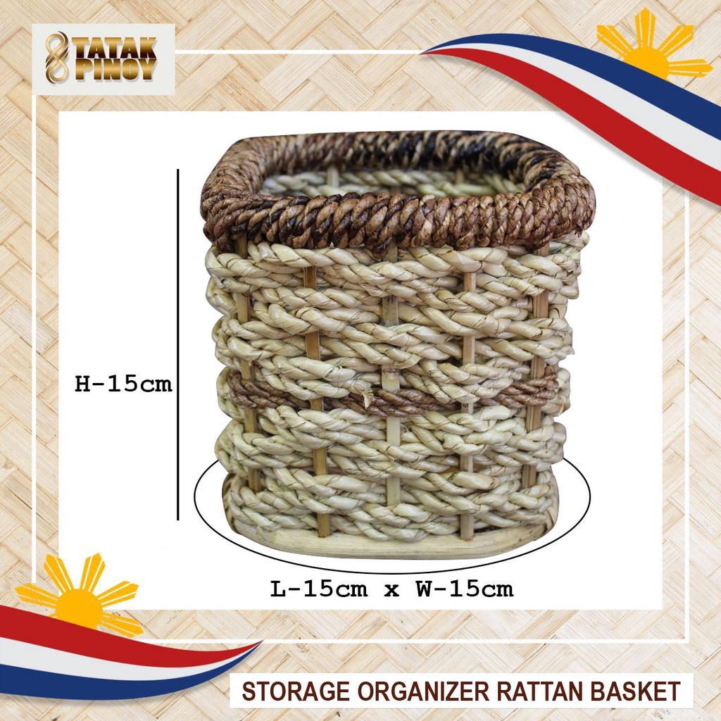TATAK PINOY Rattan Basket Storage Baskets Shelf Organizer Container ...