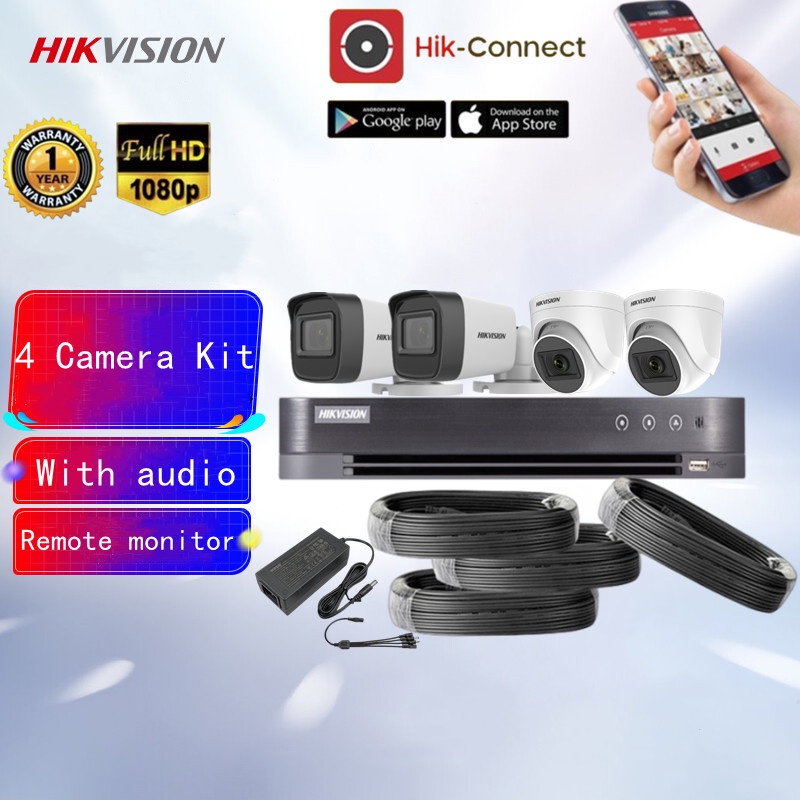 Hikvision 4/8CH CCTV Kit 2MP HD Built-in mic CCTV Complete CCTV With ...