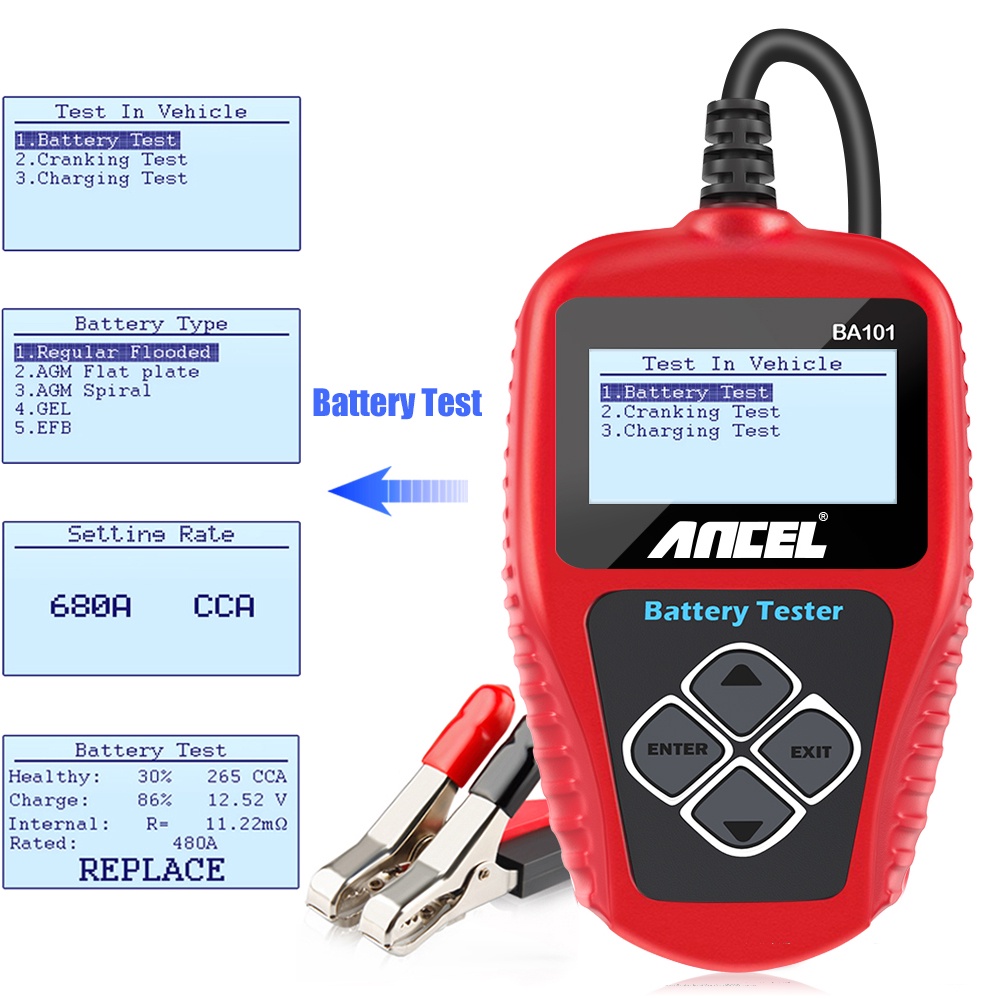 ANCEL BA101 12V Automotive Battery Tester Digital Battery 100-2000CCA ...