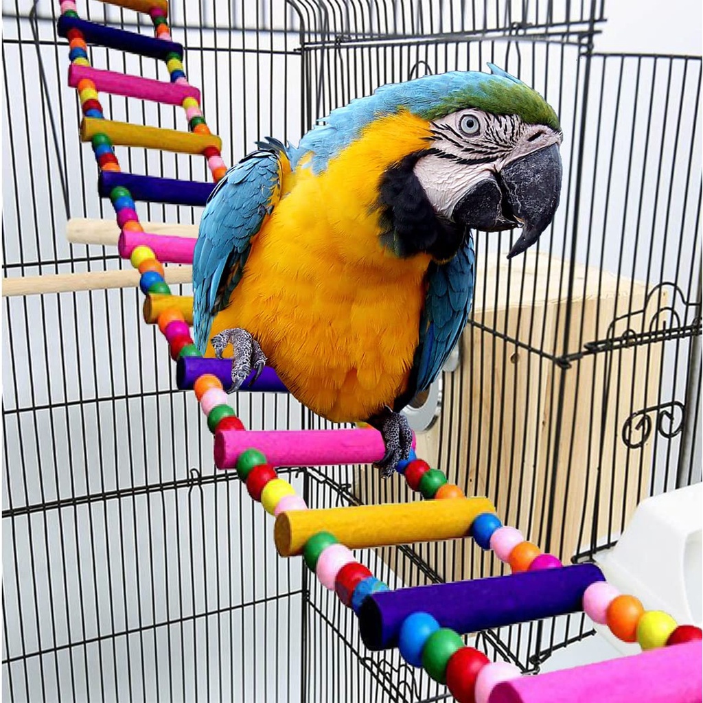 Bird Parrot Toys Ladders Swing Chewing Toys Hanging Pet Bird Cage ...