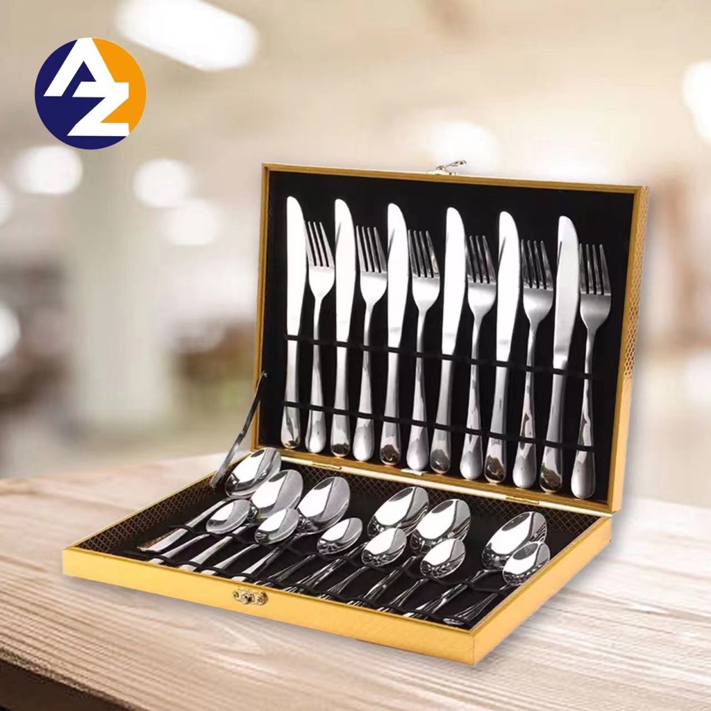 AZ 24 Piece Pcs Flatware Tableware Set Stainless Steel Cutlery Set ...